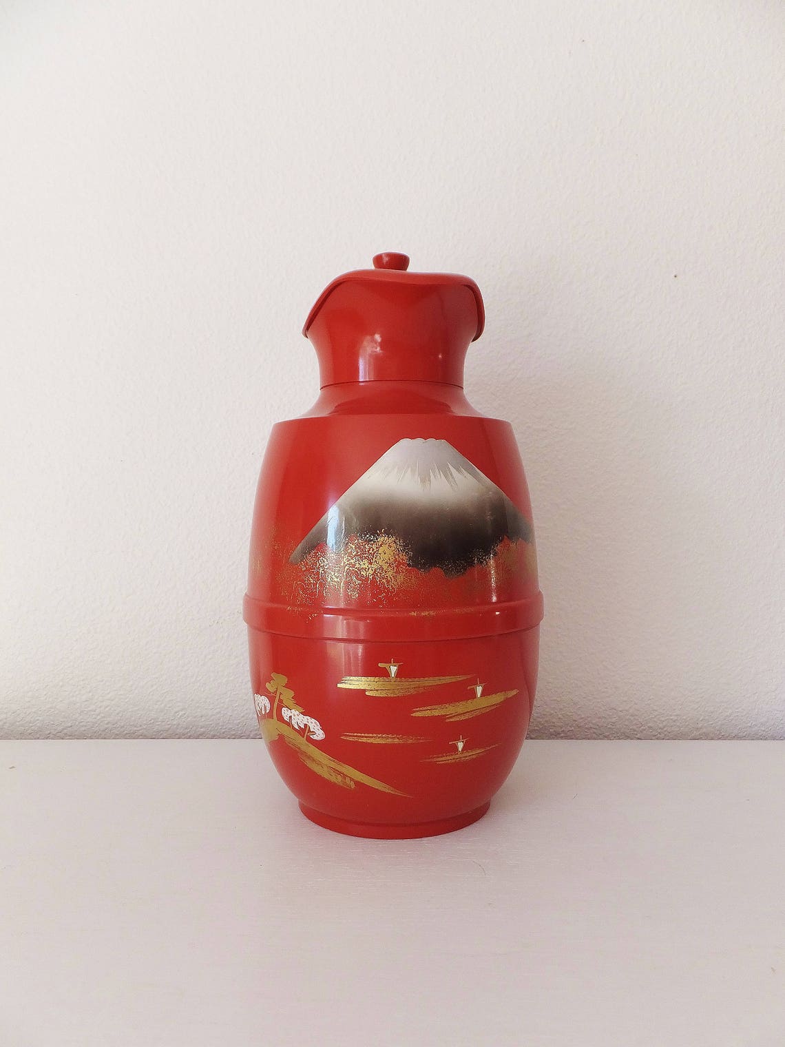 RARE Red Asian Carafe Vintage Japanese Coffee Carafe Mt Fuji | Etsy