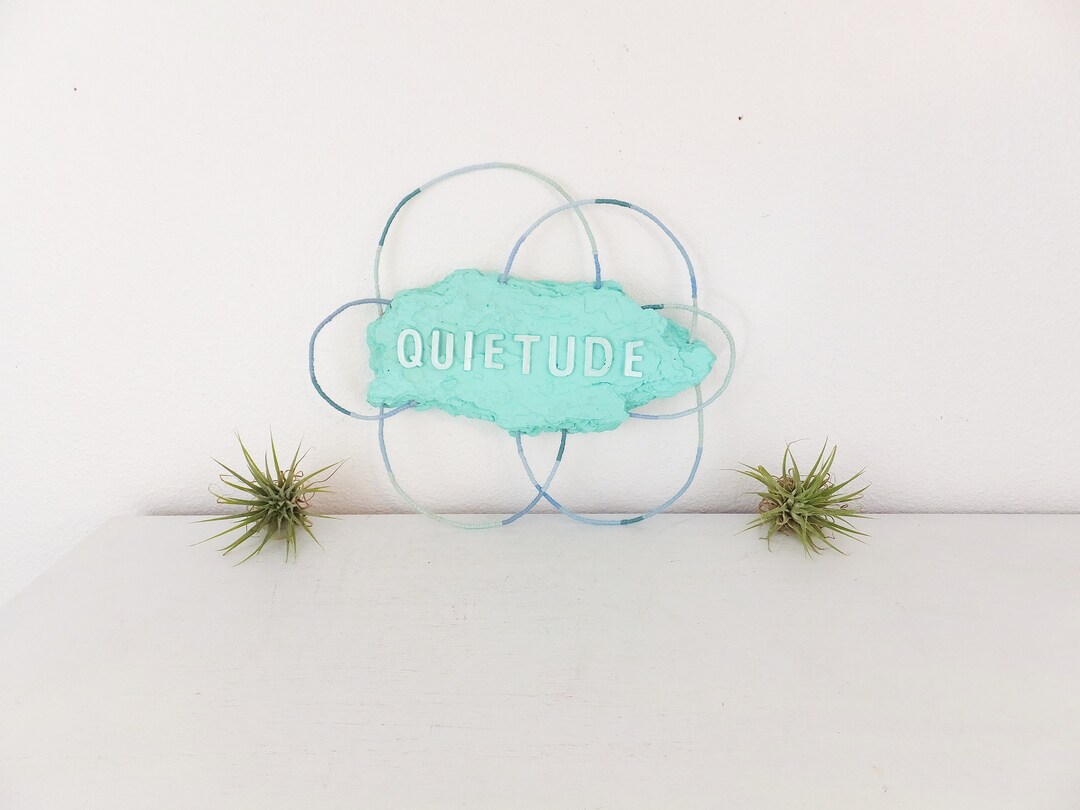 Aqua Quietude Cloud Sign Mixed Media Wall Sculpture Rustic Modern Decor ...