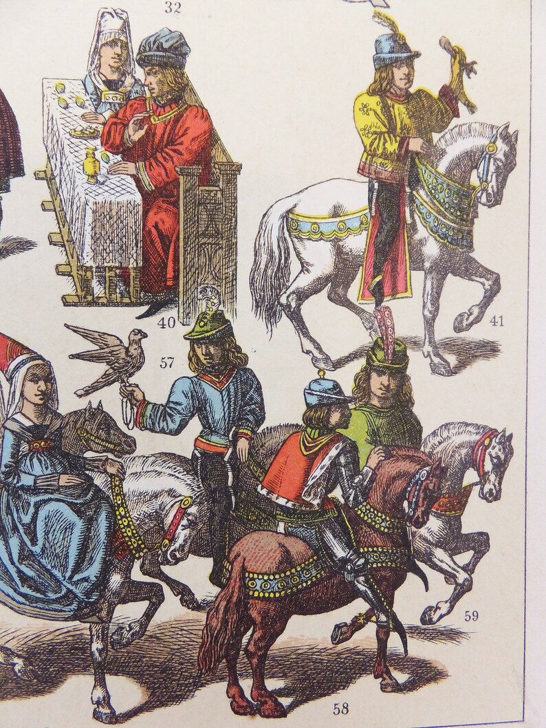 Vintage F Hottenroth Print Medieval Dutch Middle Ages Antique | Etsy