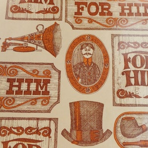 Vintage 1960's for Him Wrapping Paper for Men Gift Wrap Vtg 60's 70's ...