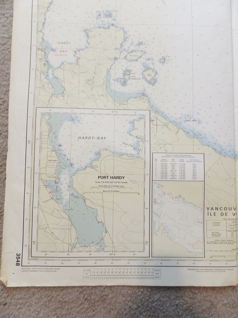 Vintage Map British Columbia Canada Map Queen Charlotte Strait | Etsy