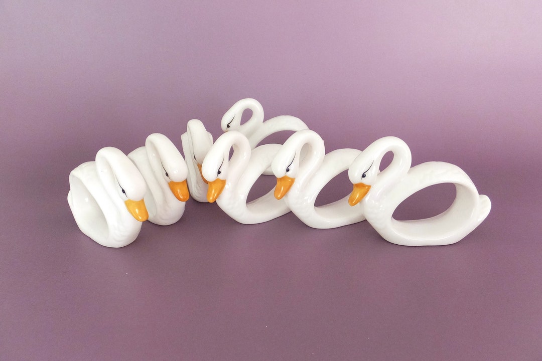 Swan Napkin Rings Ceramic Napkin Rings Goose Napkin Rings Set of 7 Bird ...