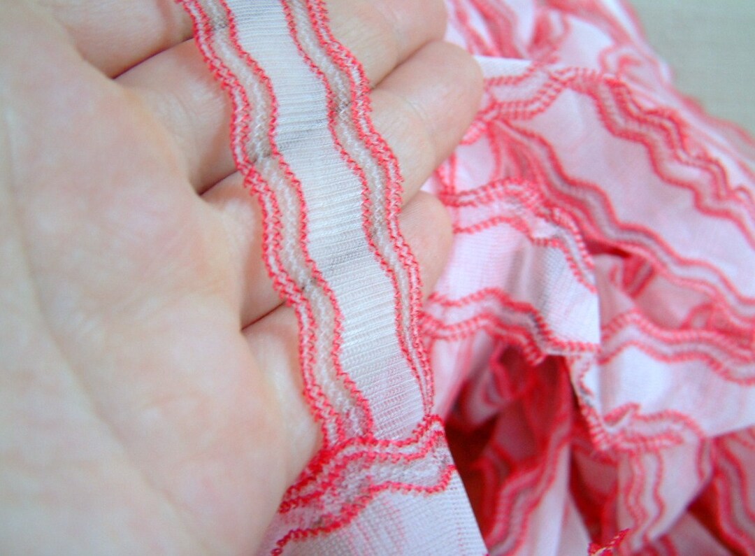 Sheer Red & White Lingerie Trim 1" Inch Wide Zig Zag Sheer Trim ...