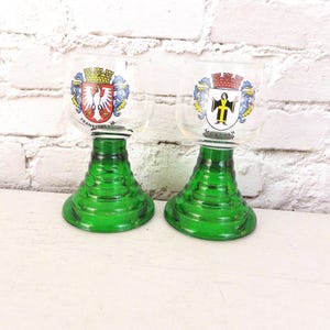 Bavarian Cordial Glasses German Souvenir Shot Glasses in Green Glass ...