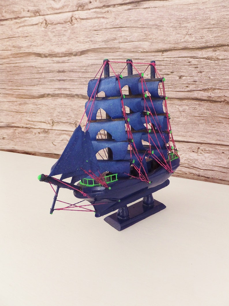 Neon Nautical Ship Painted Model Ship Blacklight Decor - Etsy