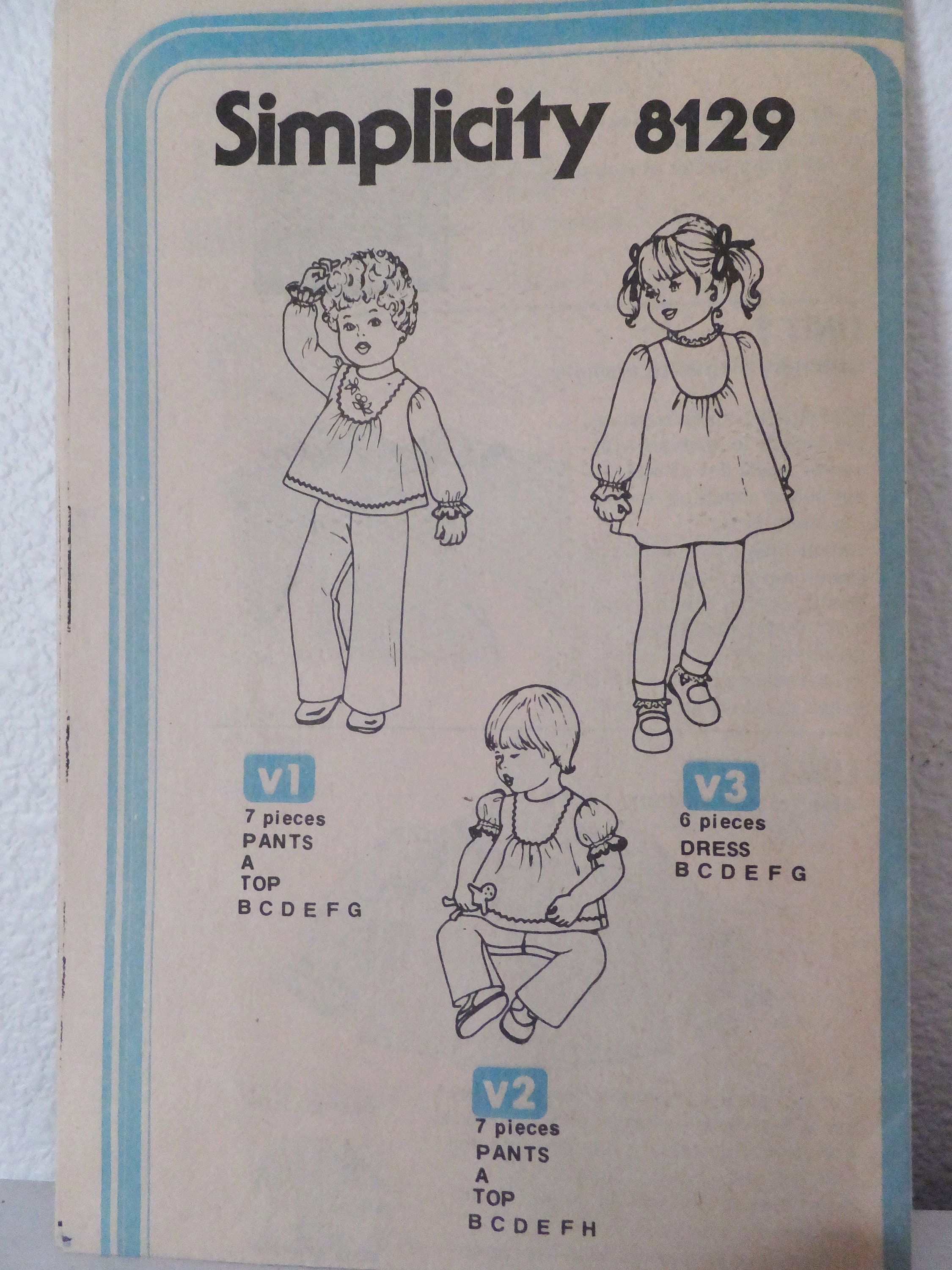 Vintage Simplicity 8129 Sewing Pattern Toddler Child Size 1 - Etsy 日本