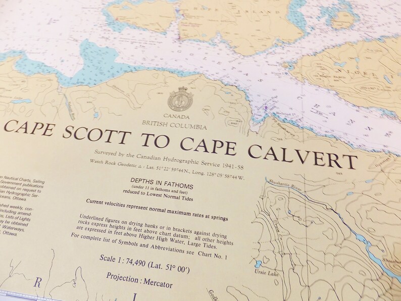 Map of British Columbia Canada Map Cape Scott to Cape Calvert - Etsy