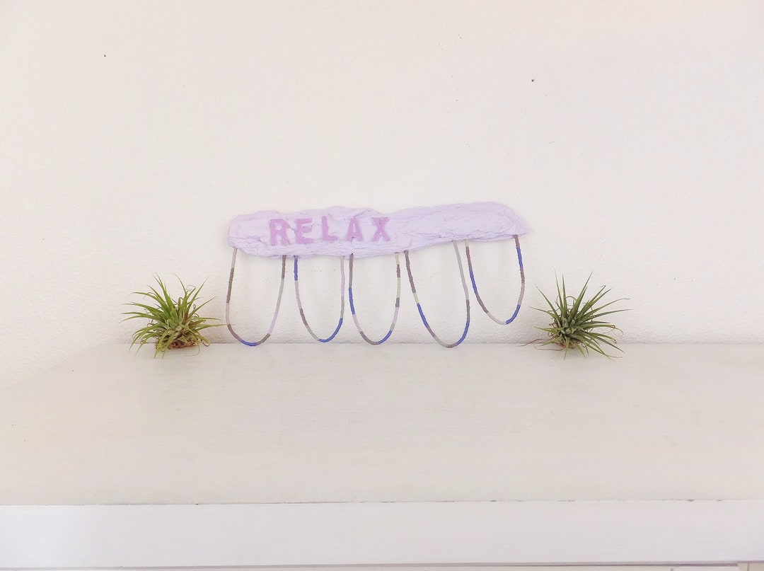 Lilac Relax Textile Sign Nursery Decor Driftwood Rustic Modern Eclectic ...