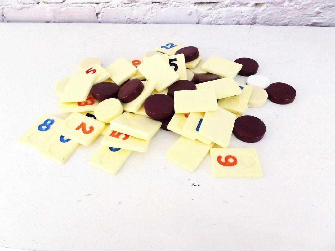 Vintage 1970s Rummikub Game Pieces: Rummy Tiles, Assemblage Supplies ...