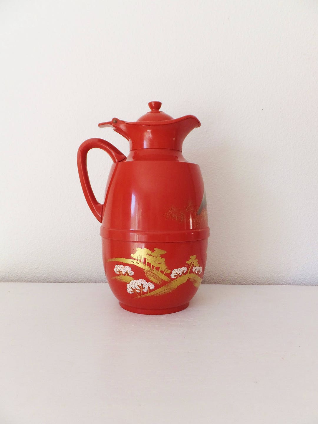 RARE Red Asian Carafe Vintage Japanese Coffee Carafe Mt Fuji Coffee ...