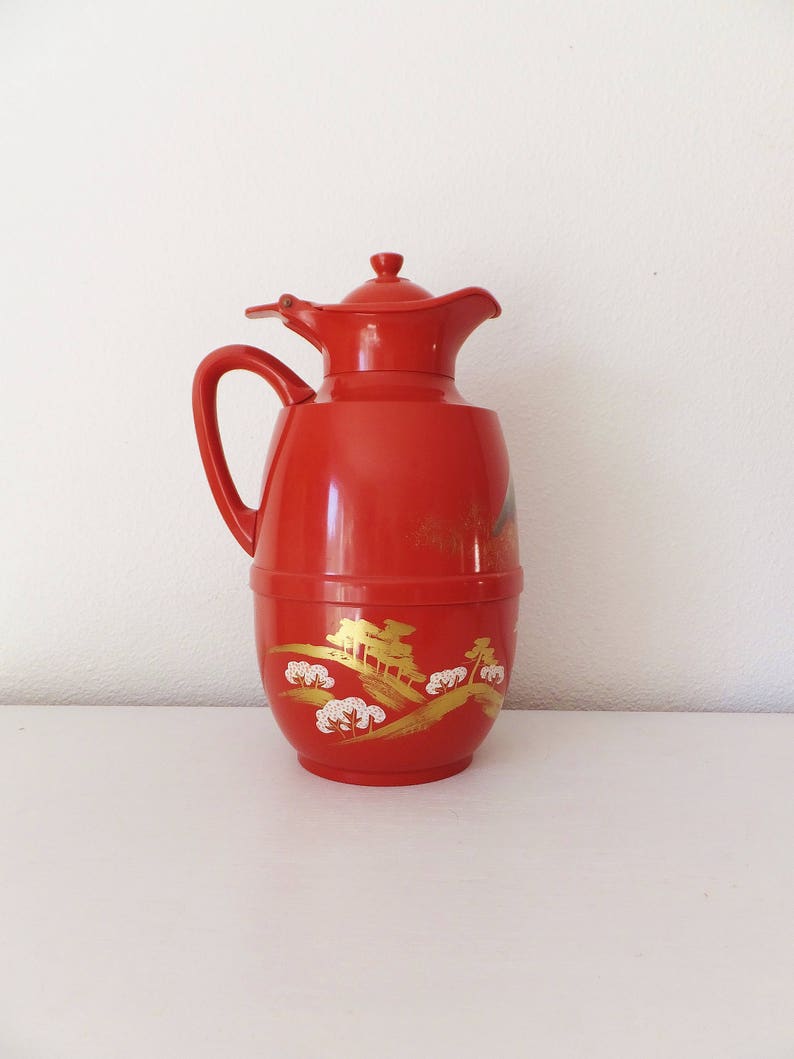 RARE Red Asian Carafe Vintage Japanese Coffee Carafe Mt Fuji | Etsy
