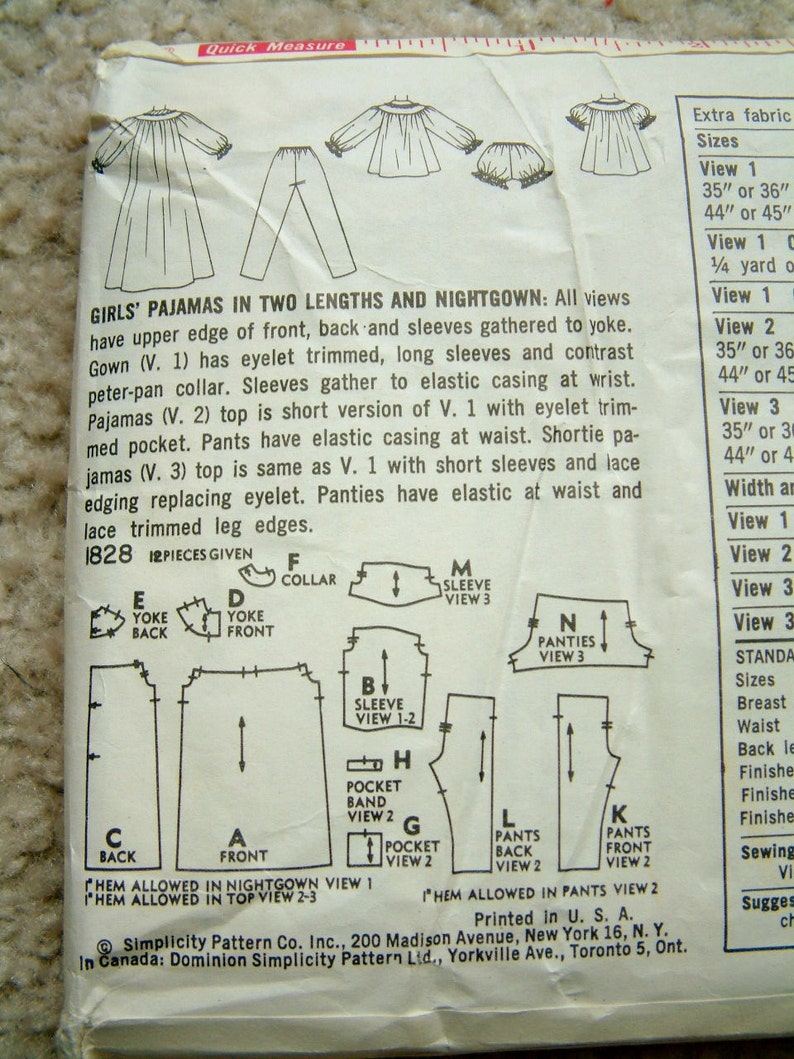 Vintage 1950's Pajamas Retro Simplicity 1828 Sewing - Etsy