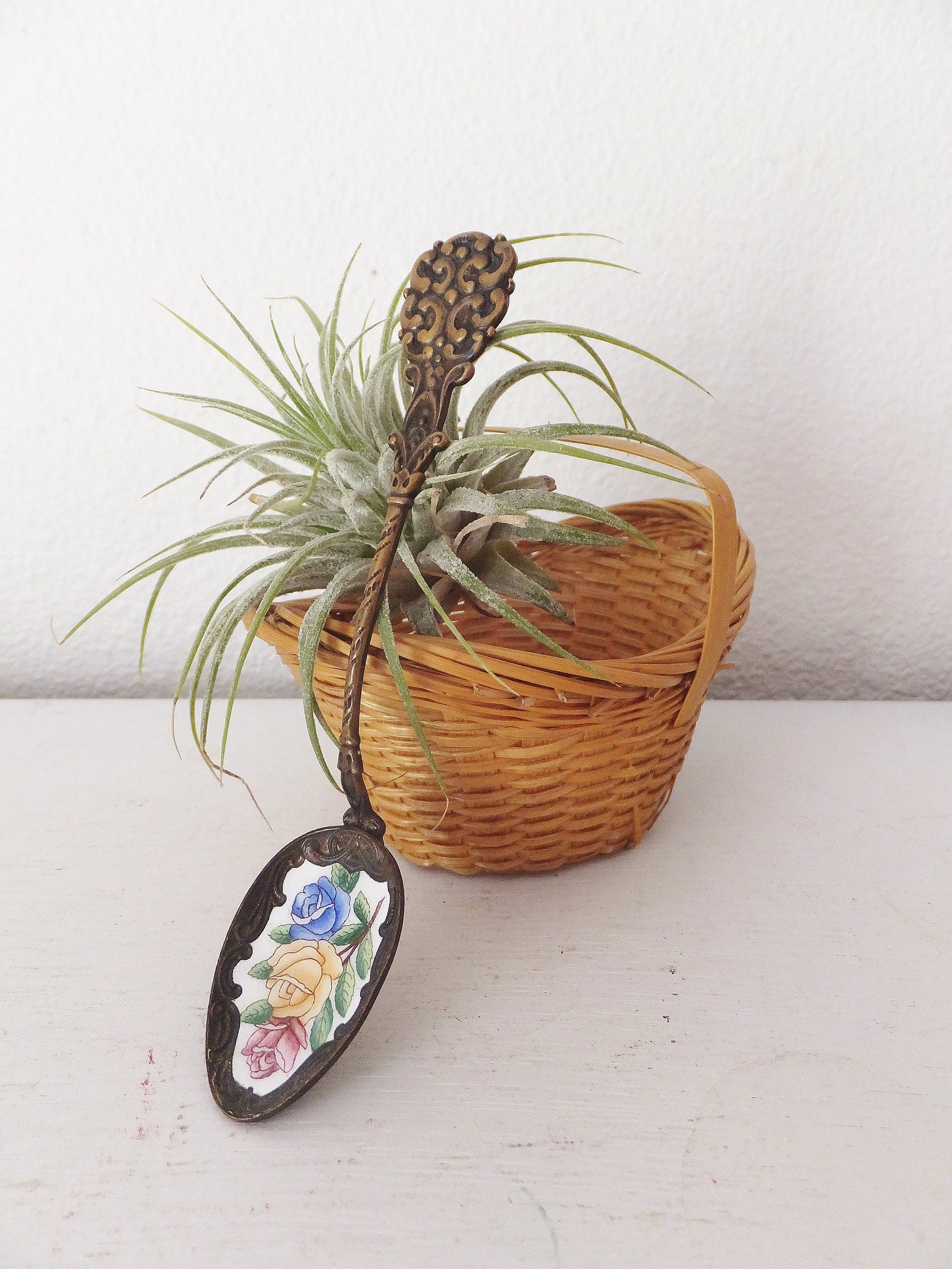Vintage Enamelled Rose Spoon Decorative Metal Spoon With Hand - Etsy