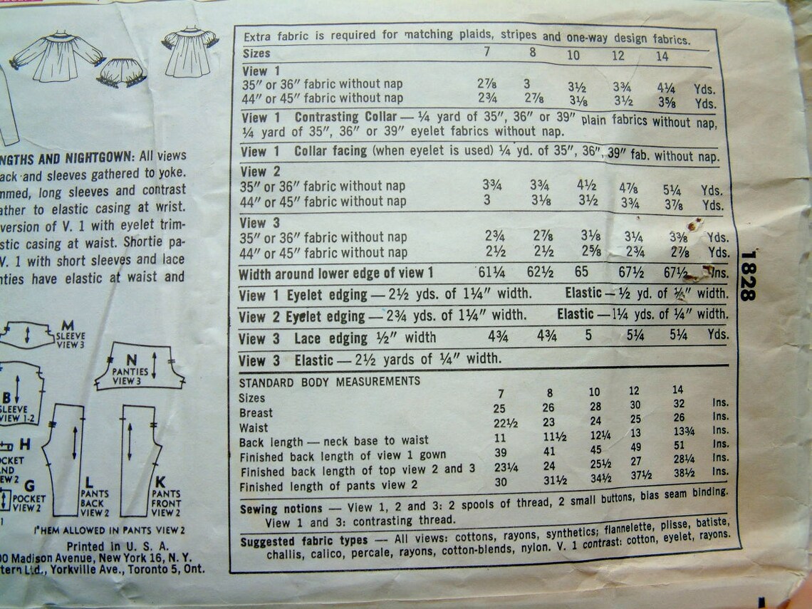 Vintage 1950's Pajamas Retro Simplicity 1828 Sewing | Etsy