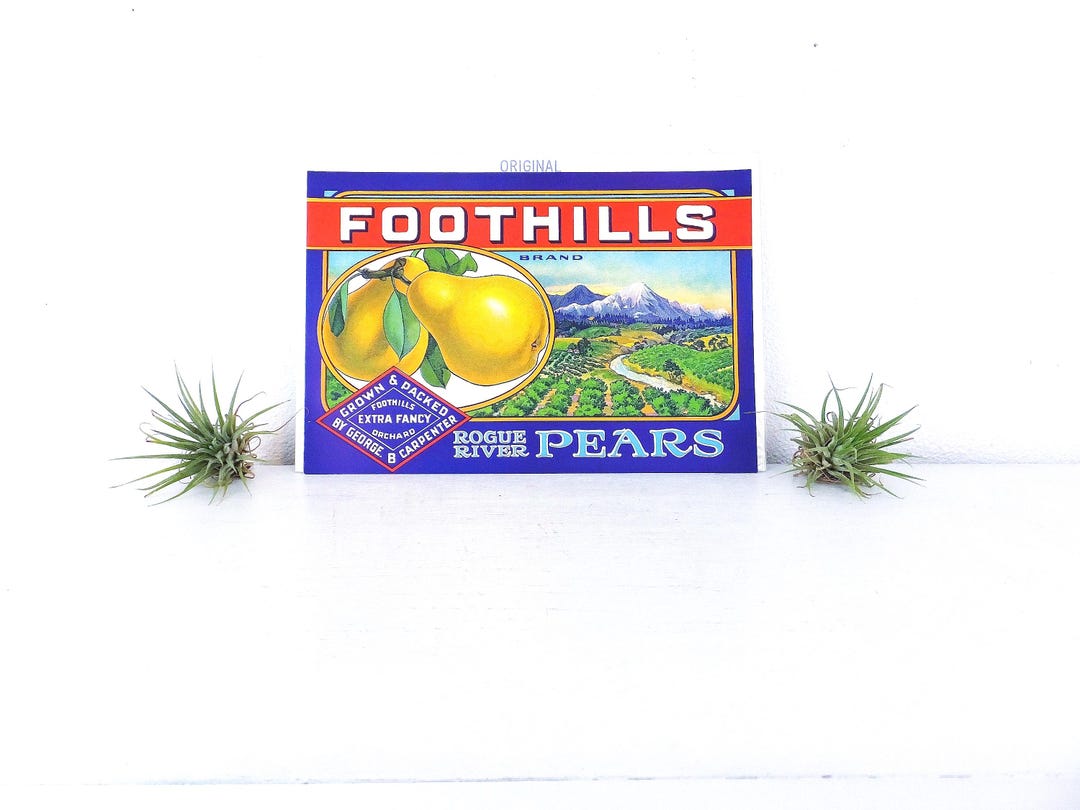 Vintage Pear Crate Label: Foothills Rogue River Brand Fruit Print - Etsy