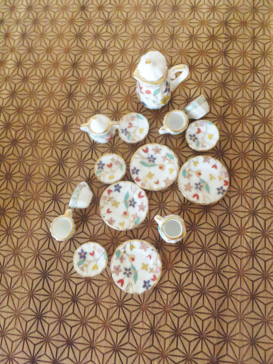Floral 1:12 Miniature Tea Set Porcelain Ceramic Teapot Sugar - Etsy