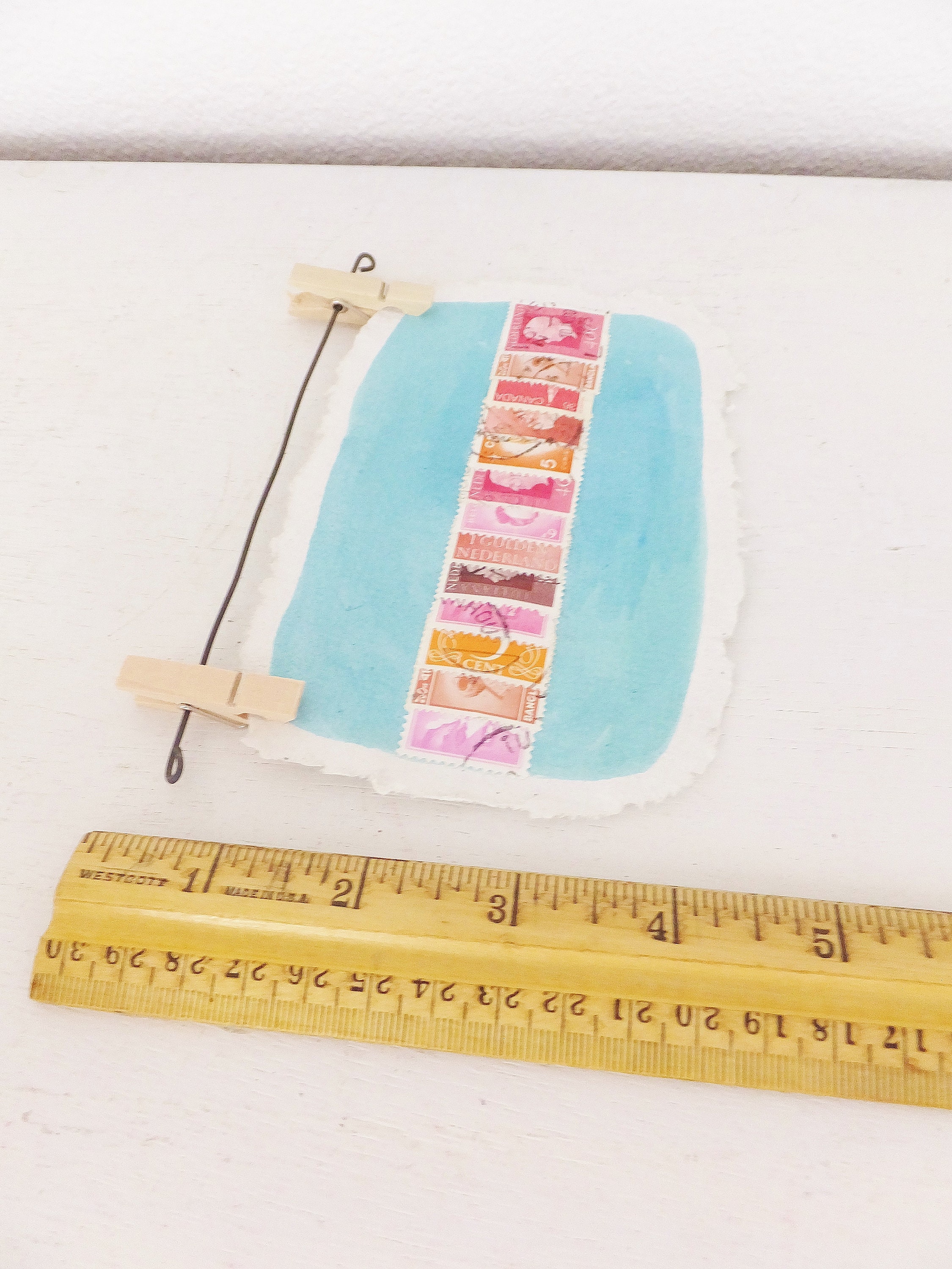 Colorful Fresh Postage Stamp Art Wall Hanging Trio Modern Art | Etsy