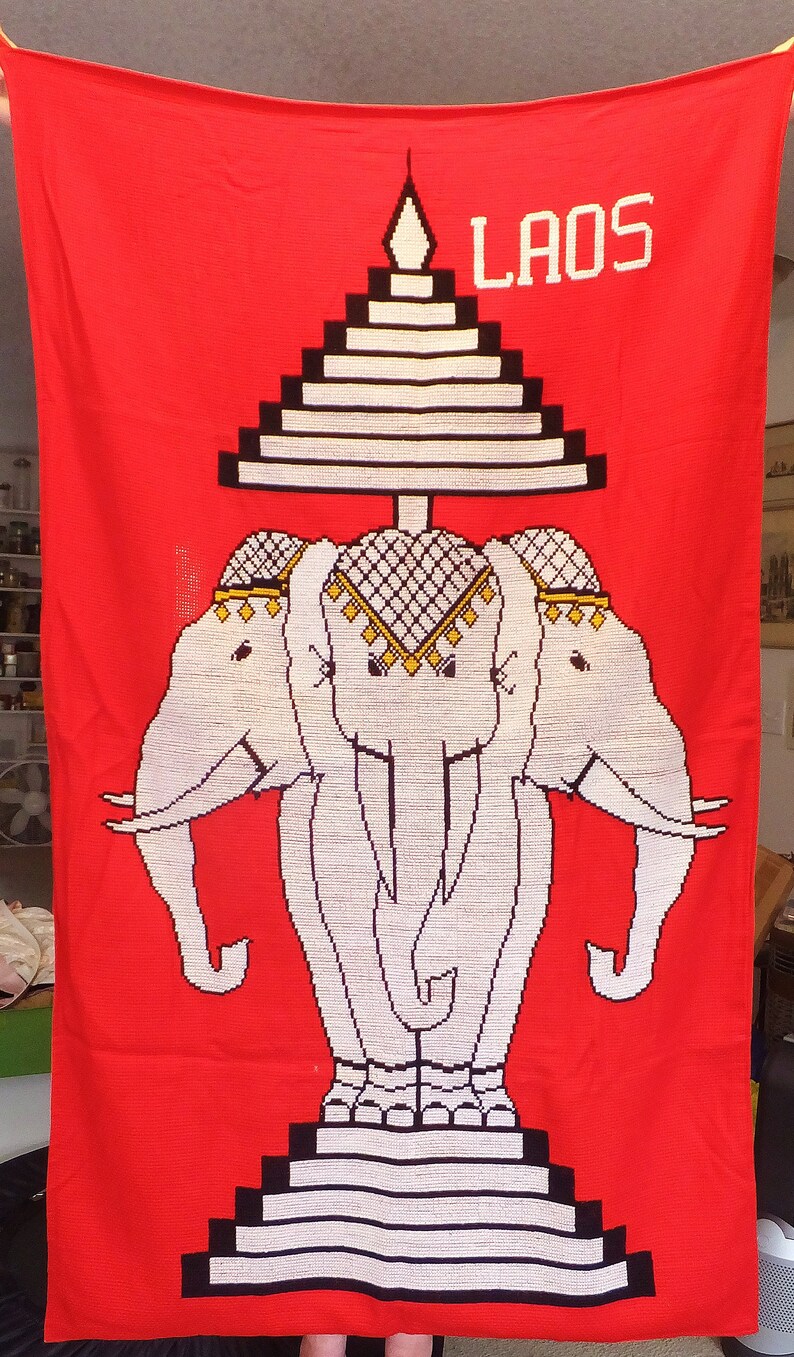 Laos Wall Hanging Textile Indonesian Wall Decor Elephants - Etsy