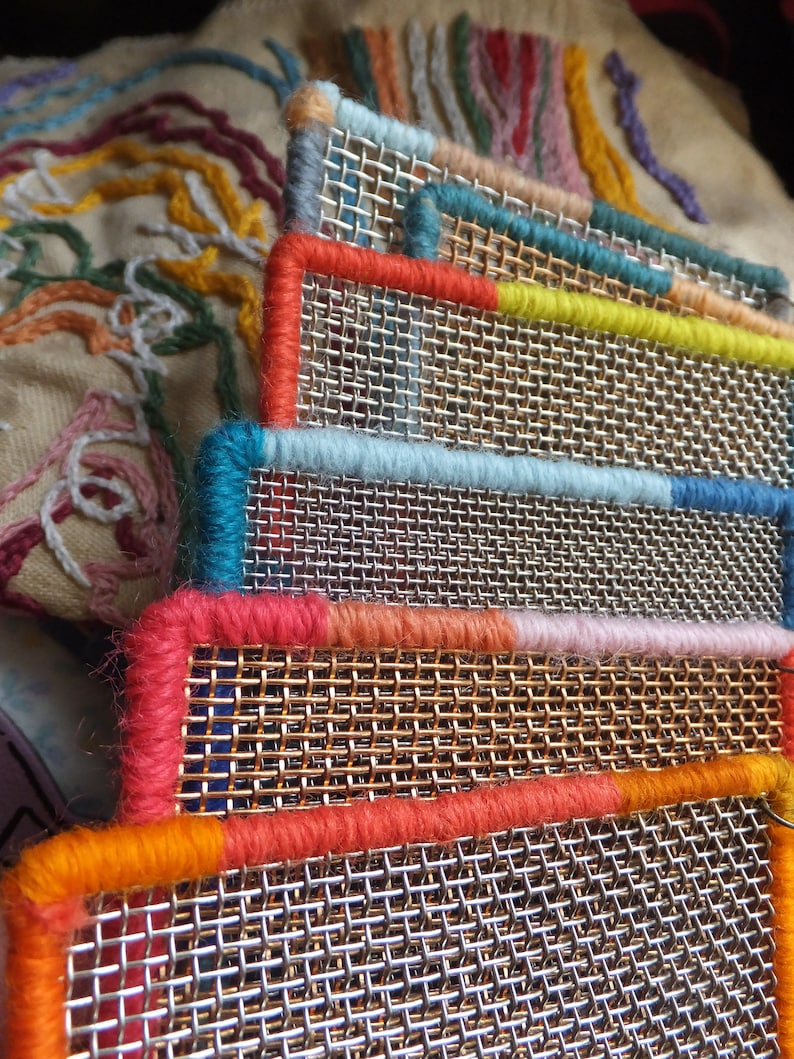 Colorful Mesh Earring Holder Trading Pin Rack Wire Mesh Boho - Etsy