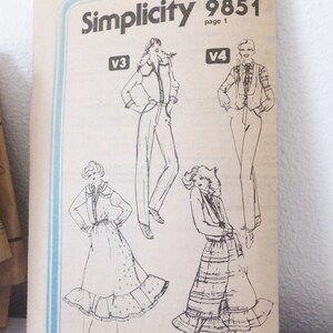 Western Wear Pattern Vintage 1980's 1970's Simplicity Pattern 9851 ...