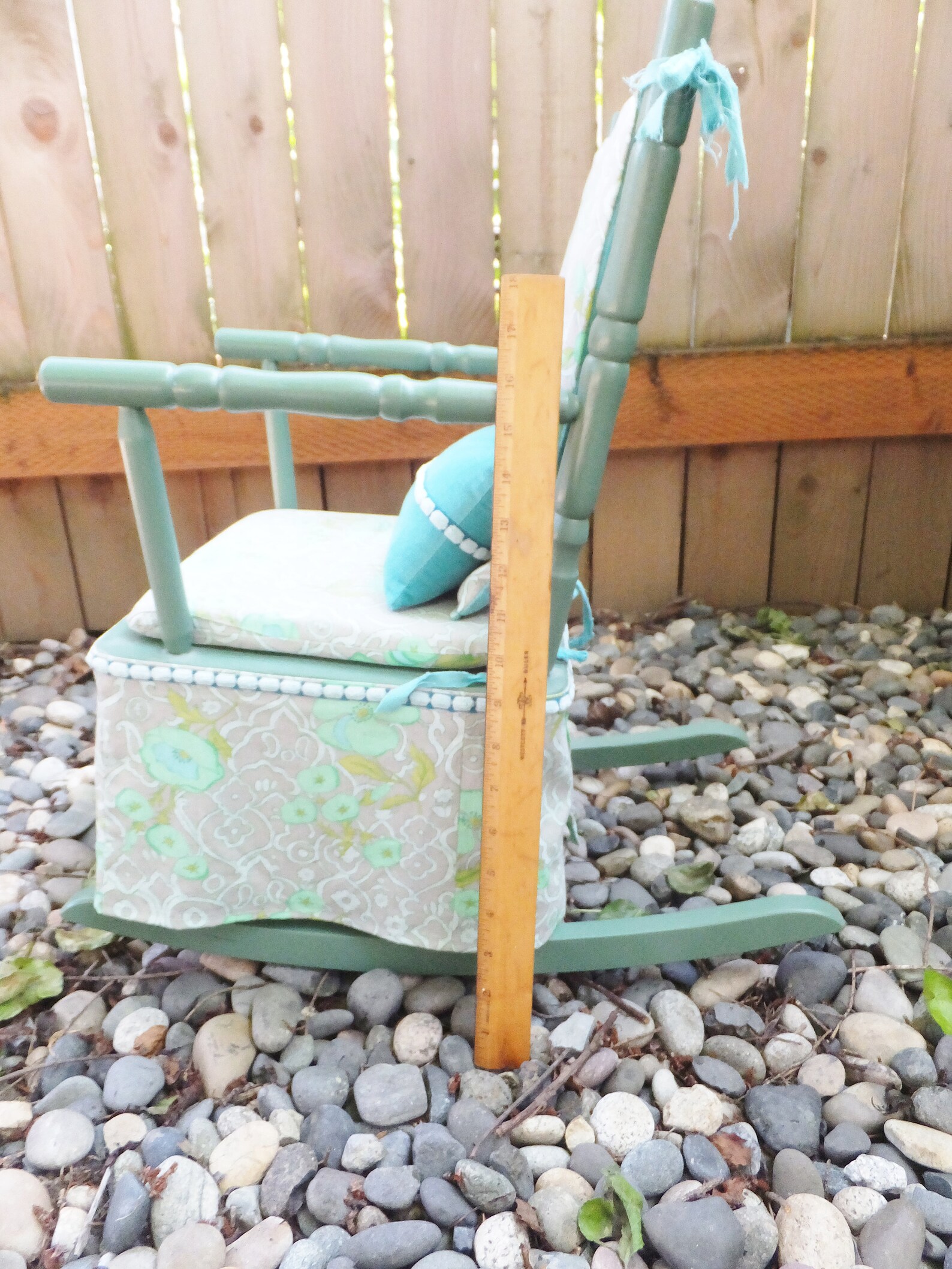 Vintage Upholstered Children's Rocking Chair Aqua Blue - Etsy