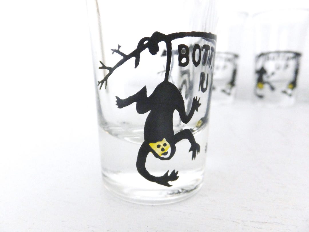 Vintage Bottoms up Monkey Shot Glasses - Mid Century Tiki Bar Set of 6 ...
