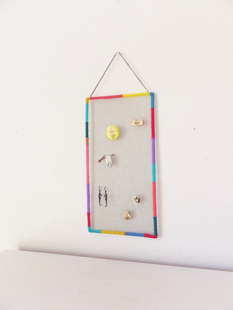 Colorful Mesh Earring Holder Trading Pin Rack Wire Mesh Boho - Etsy