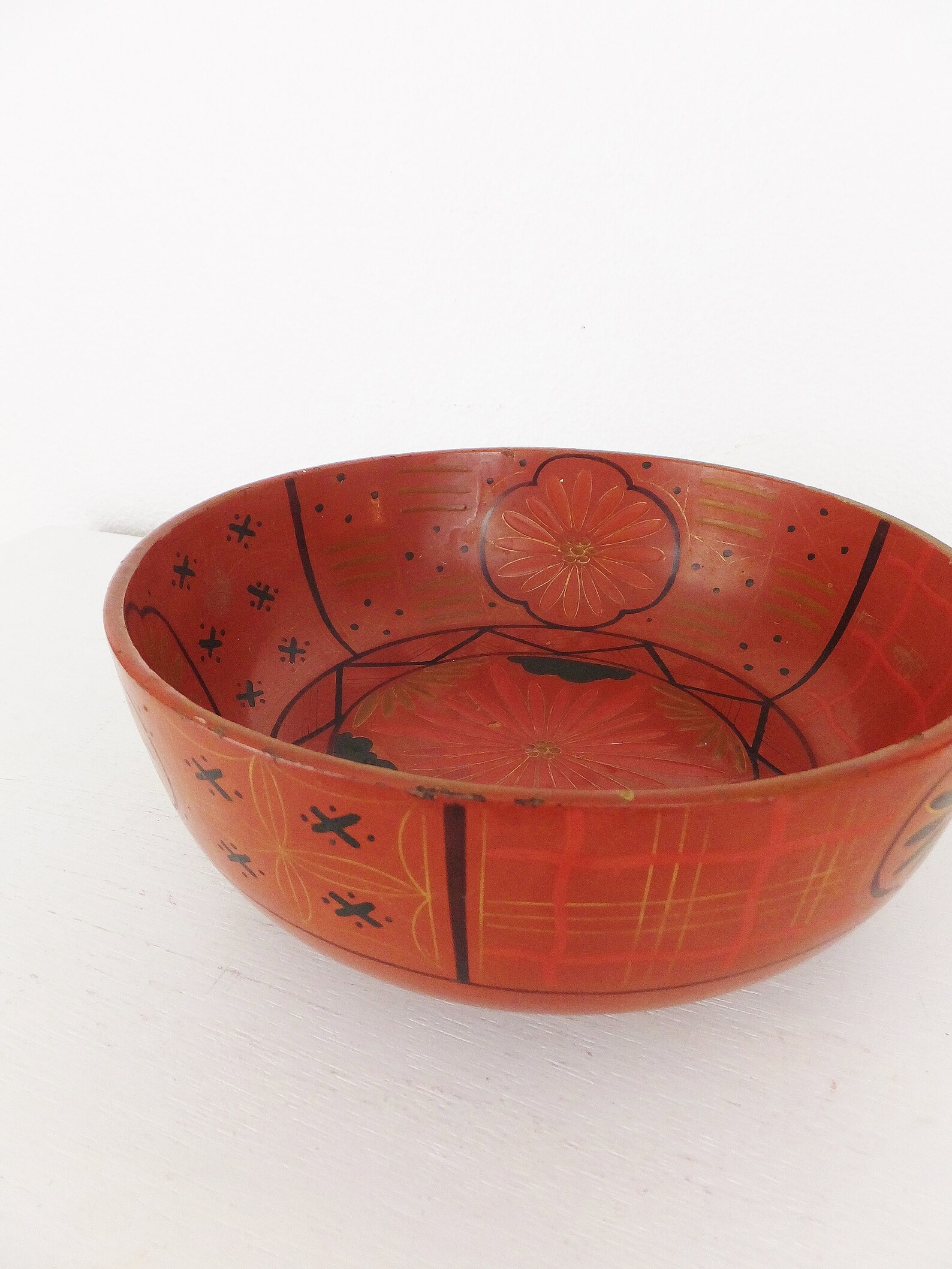 Antique Japanese Lacquered Bowl Red Cinnabar Lacquer - Etsy