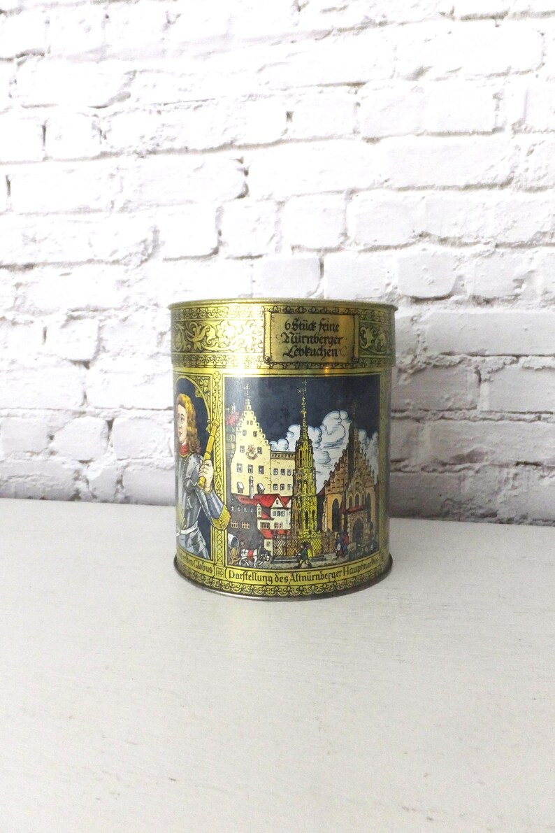 Vintage Schmidt Lebkuchen Tin Medieval Style Retro Tin Box E. Otto ...