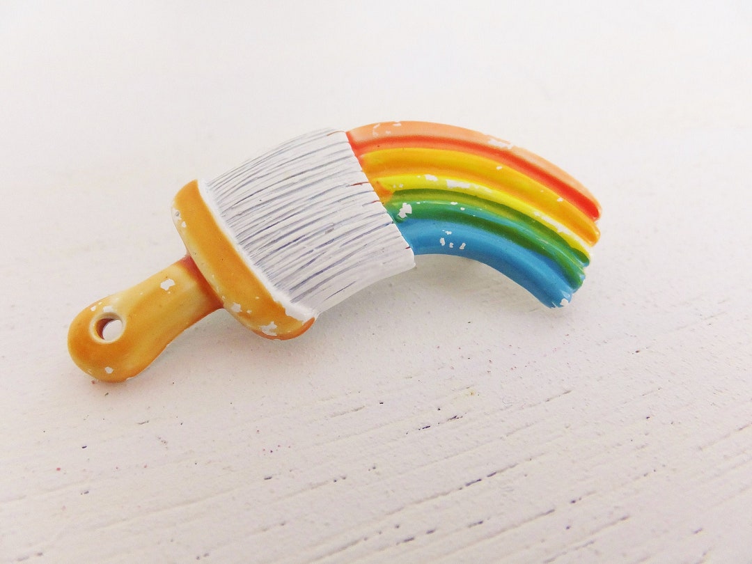 Vintage Rainbow Paintbrush Pin Vintage 1980’s Cute Metal Charm Pin ...