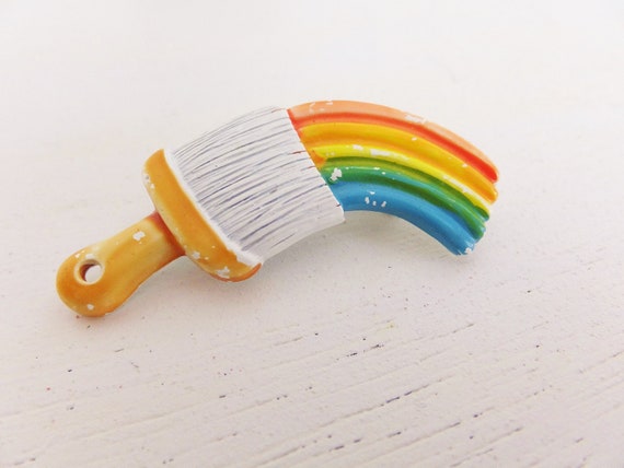 Vintage Rainbow Paintbrush Pin Vintage 1980s Cute Metal Charm - Etsy