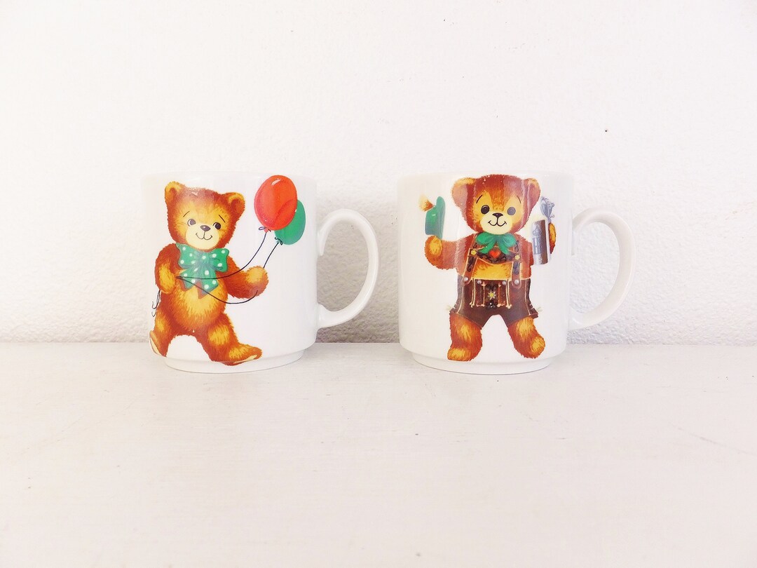 Teddy Bear Mugs Pair of Mugs Children's Cups Kid's Mug Child Dinnerware ...
