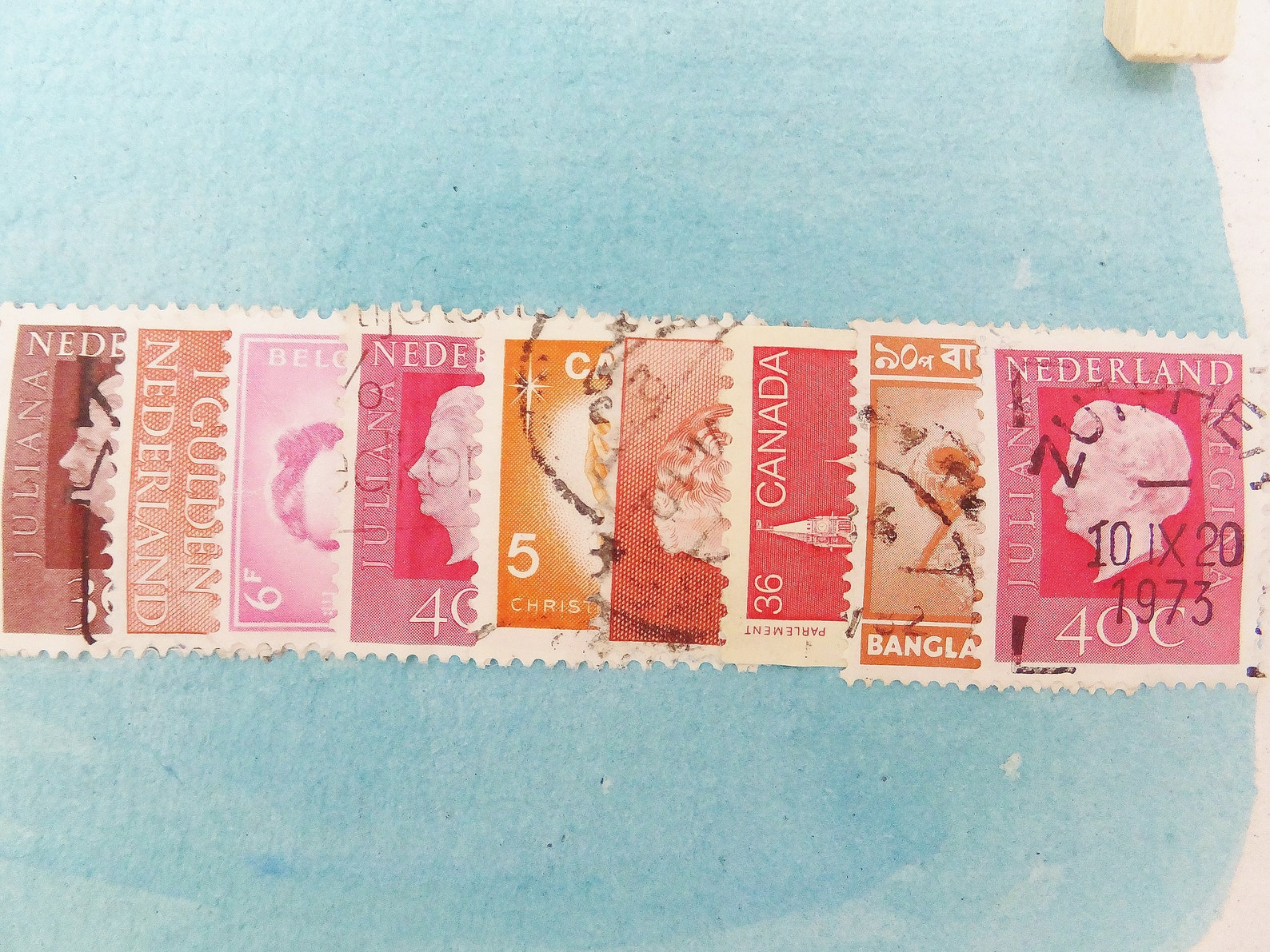 Colorful Fresh Postage Stamp Art Wall Hanging Trio Modern Art - Etsy