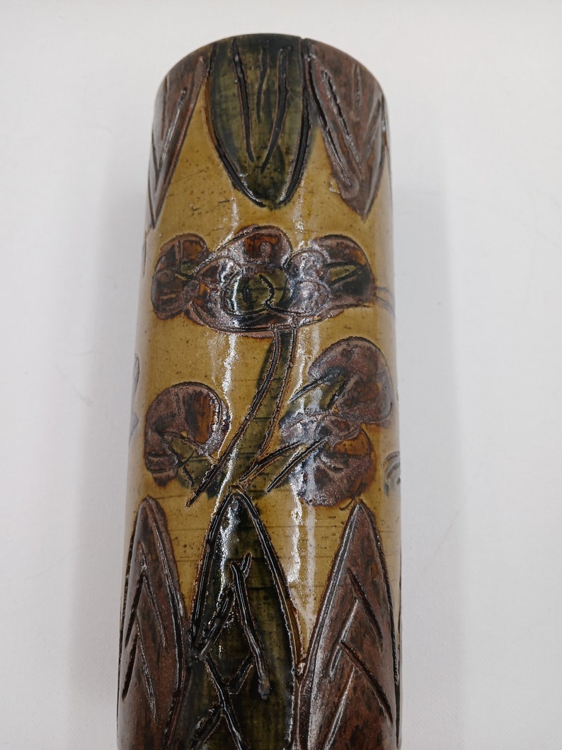 Vintage Japanese Incised Cylinder Vase - Etsy