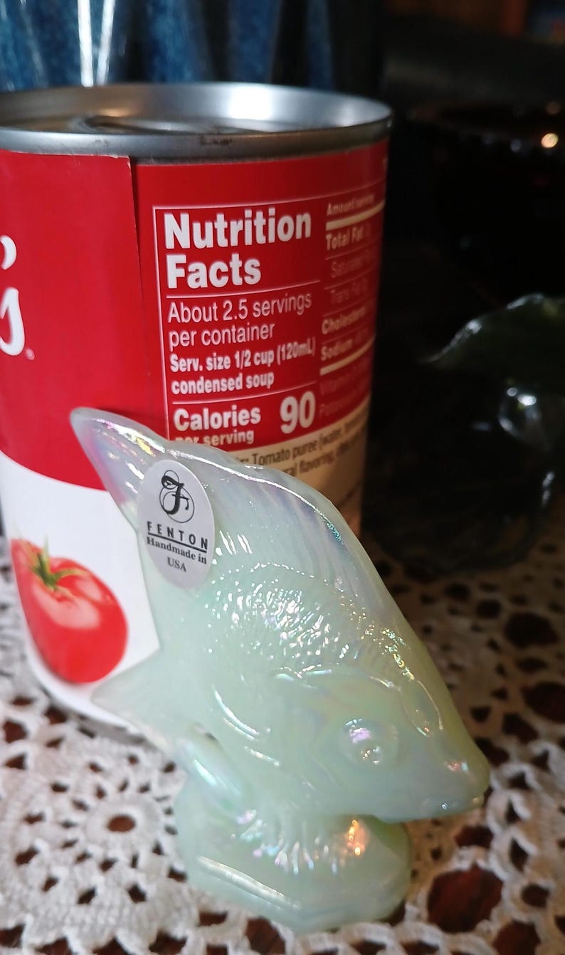 Fenton Opalescent Glass Fish W/ Original Sticker - Etsy