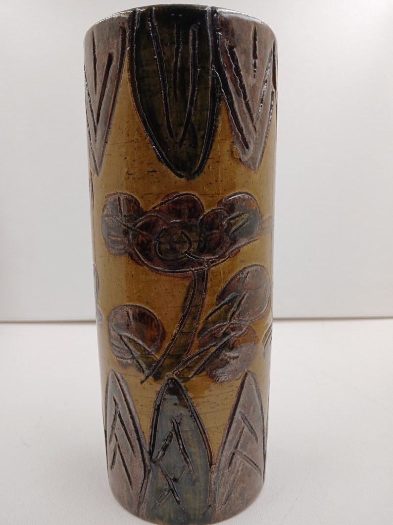 Vintage Japanese Incised Cylinder Vase - Etsy