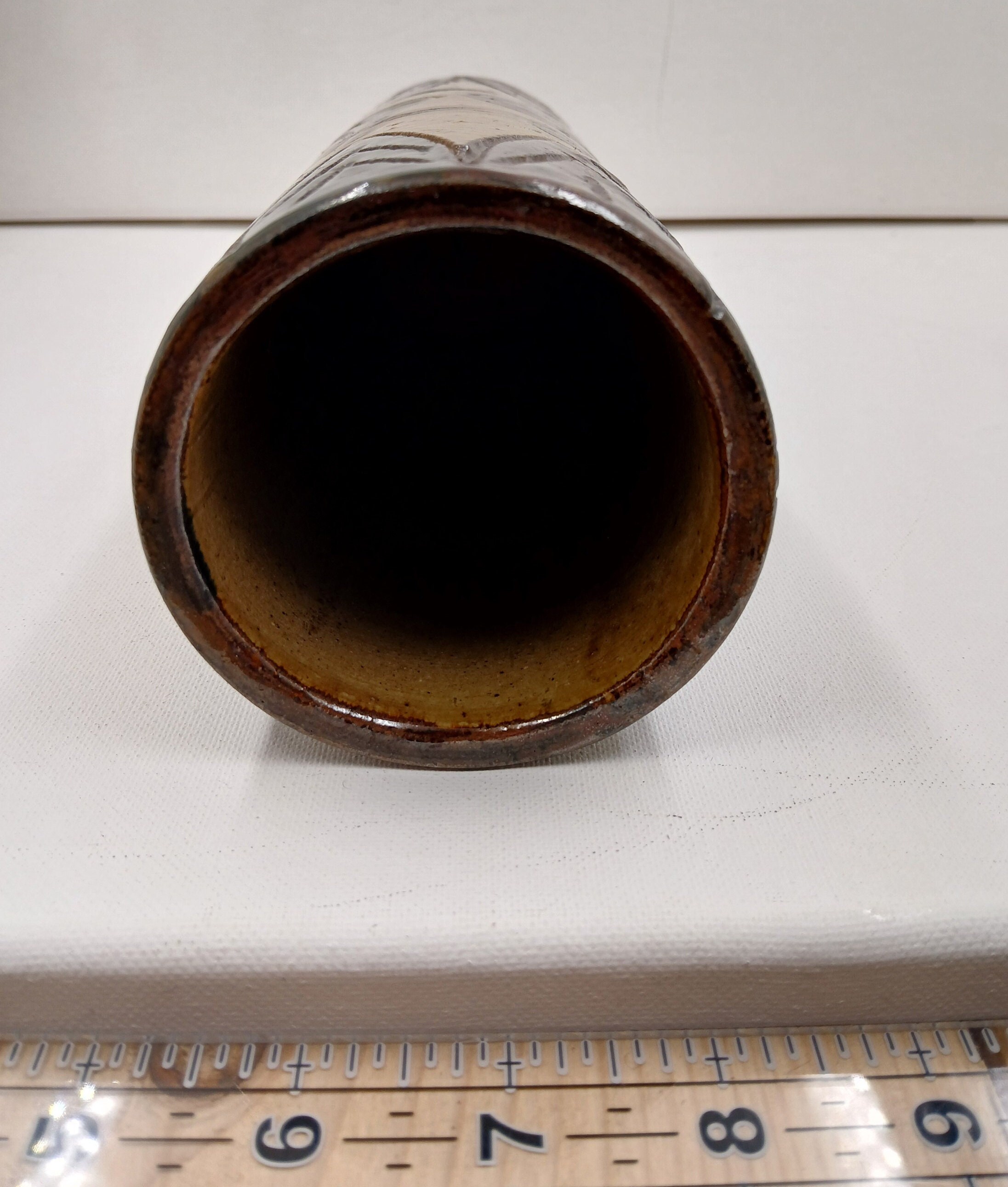 Vintage Japanese Incised Cylinder Vase - Etsy