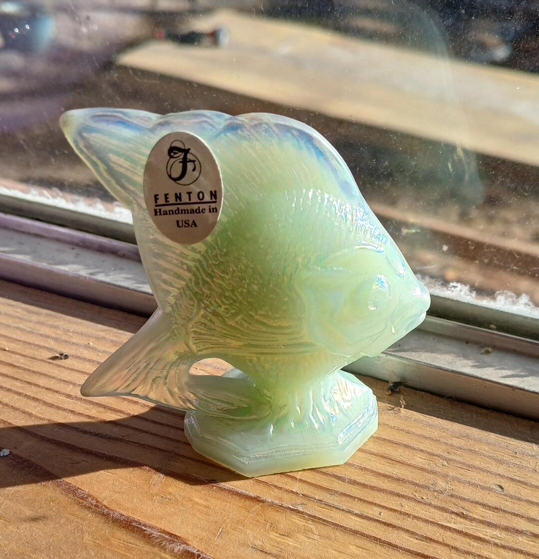 Fenton Opalescent Glass Fish W/ Original Sticker - Etsy