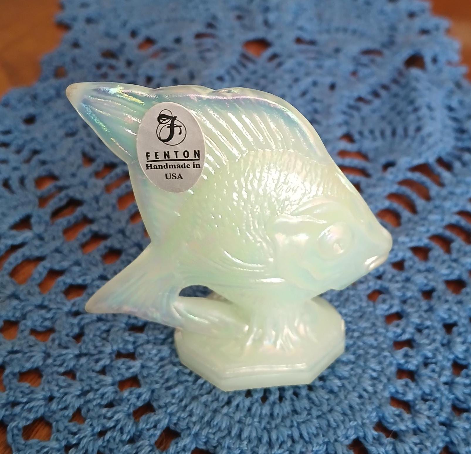 Fenton Opalescent Glass Fish W/ Original Sticker - Etsy