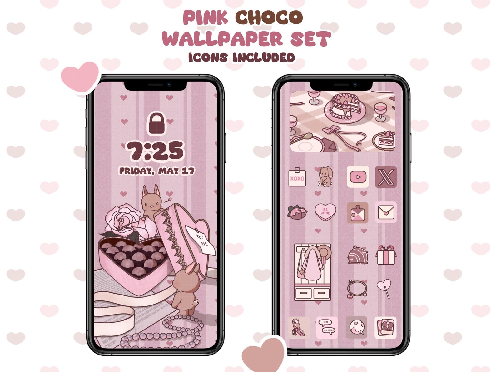 Pink Choco Icon and Wallpaper Set | Aesthetic Theme for Android & IOS ...