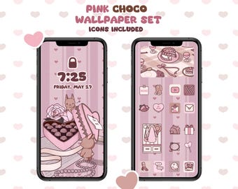 Pink Choco Icon and Wallpaper Set | Aesthetic Theme for Android & IOS ...