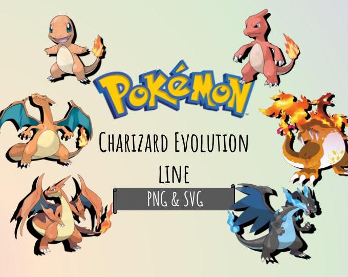 Charizard Evolution Line PNG and Svgs, Mega Forms Included, Pictures ...