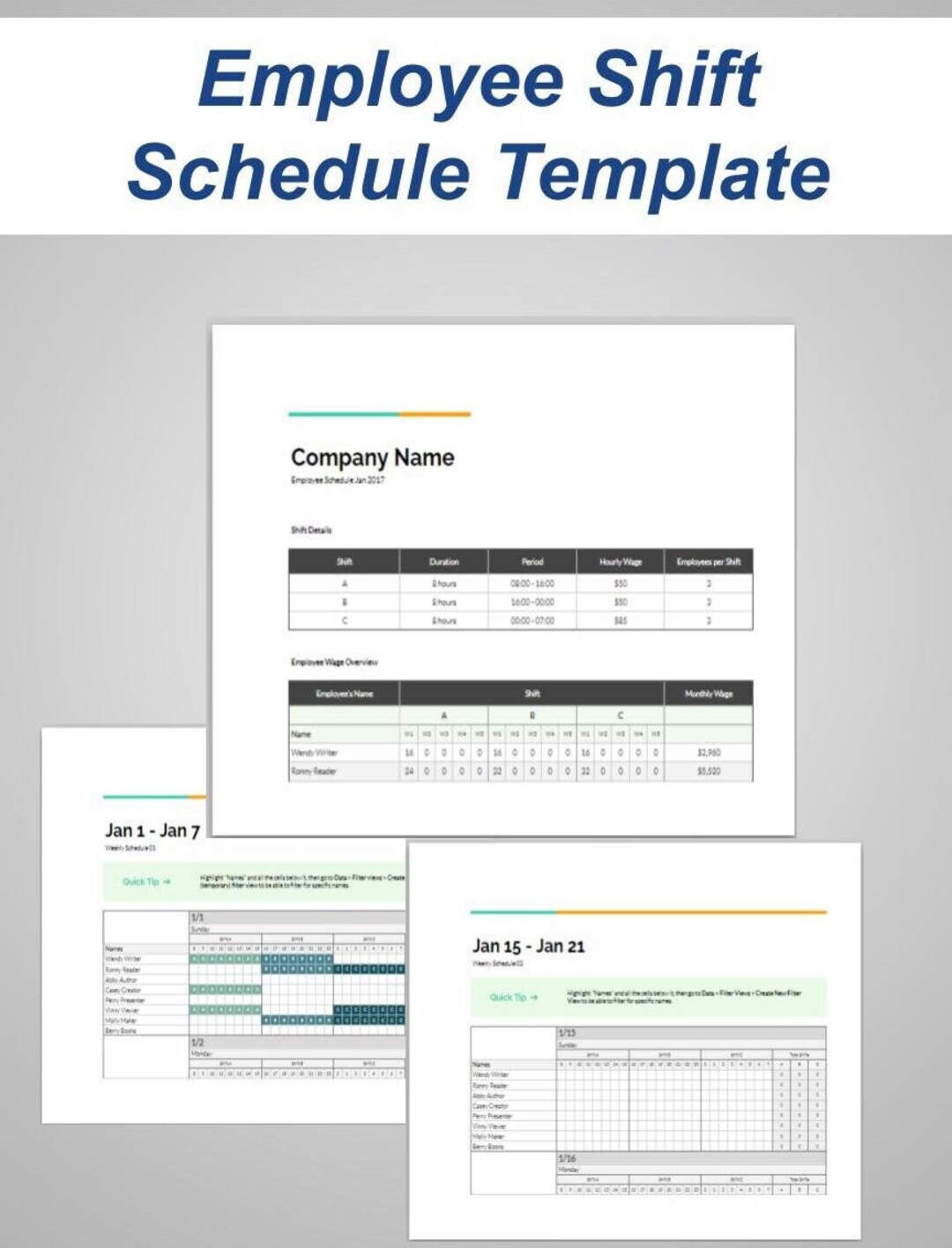Employee Shift Schedule Template - Etsy