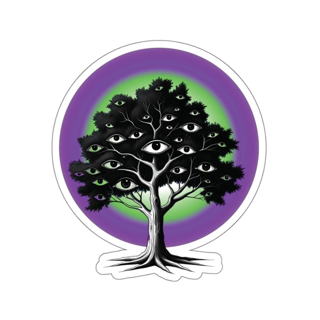 Weirdcore Tree With Eyes Kiss-cut Stickers, Transparent Options, 4 ...