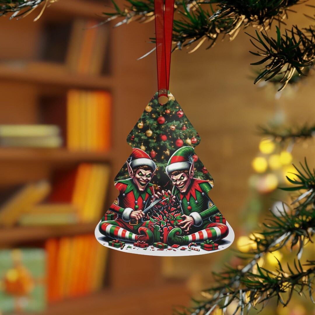 Evil Twin Elves Tree Ornament, Creepy Elf Christmas Decor, Double ...