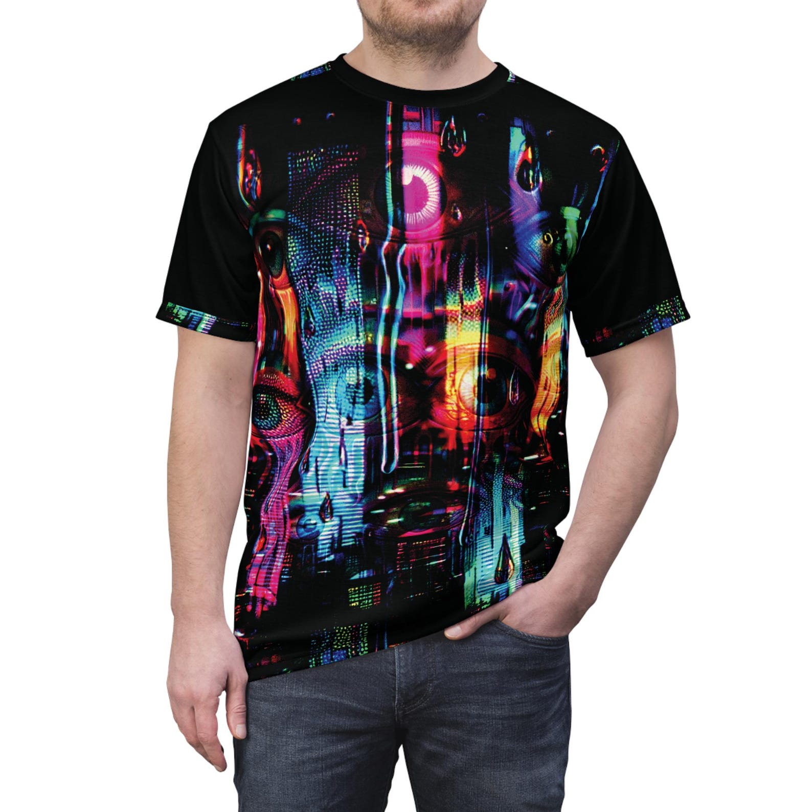 Y2K Weirdcore Tee, Third Eye Shirt, Oddcore All-over-print Top, Glitchy ...