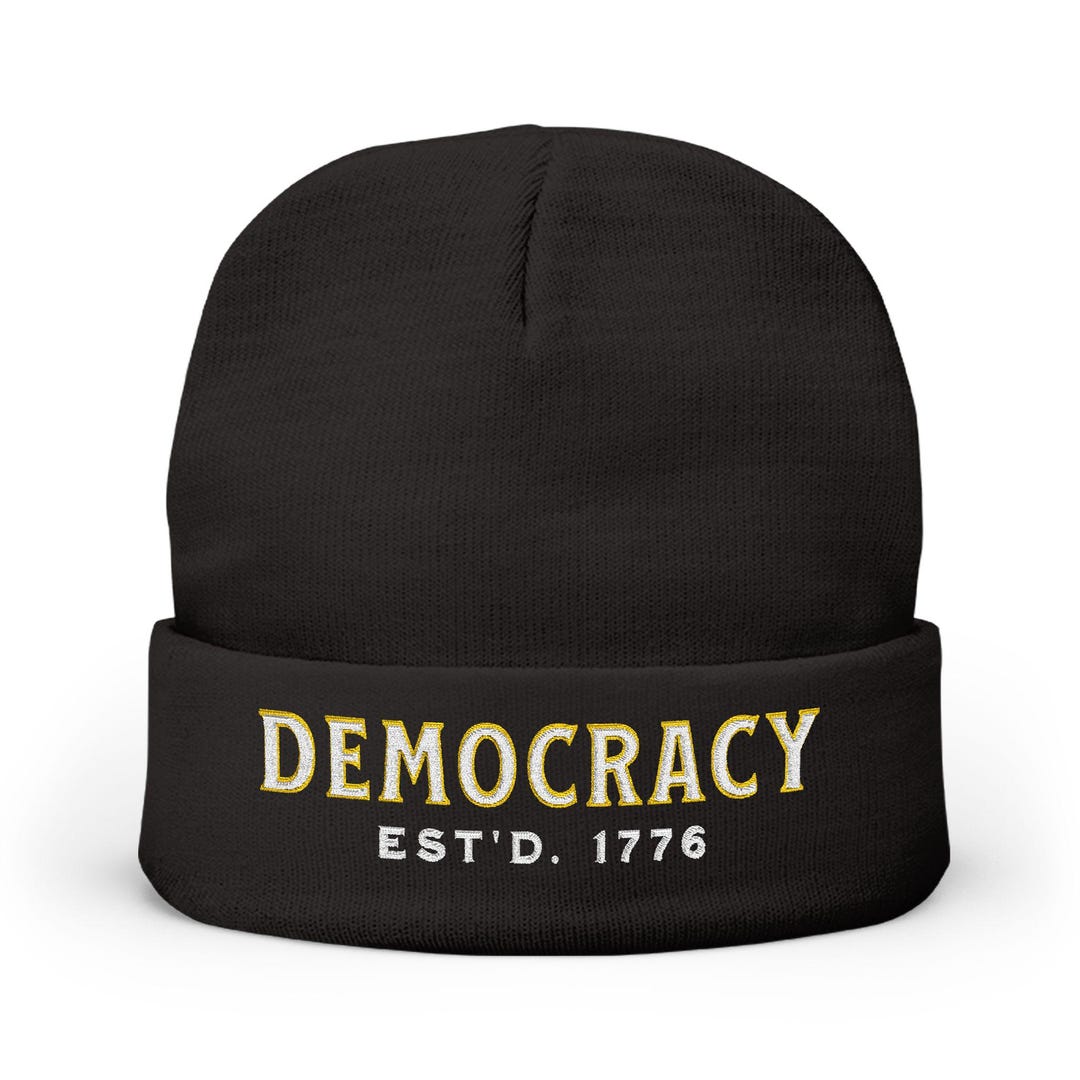 Embroidered Democracy 1776 Knit Beanie: Political Statement, Woke Warm ...