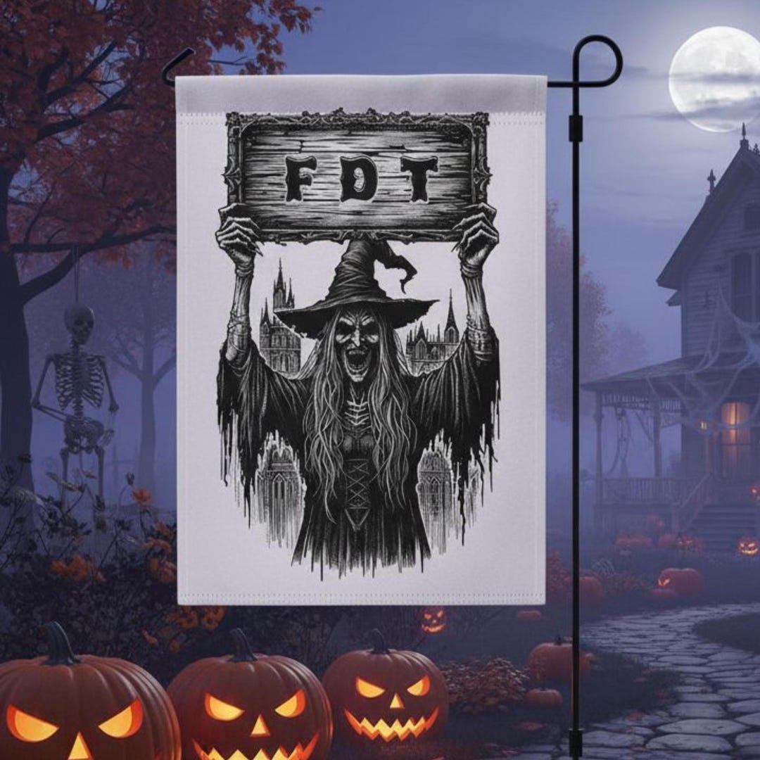 Halloween Witch Garden Flag: Spooky FDT Political Protest Anti Trump ...