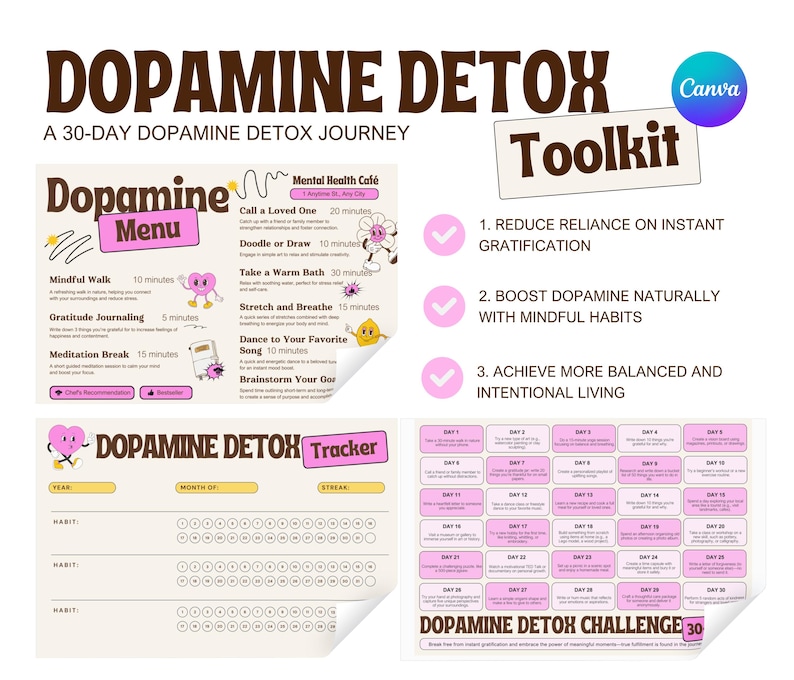 Dopamine Detox Toolkit - Canva Templates, PLR/MLR Rights - Etsy