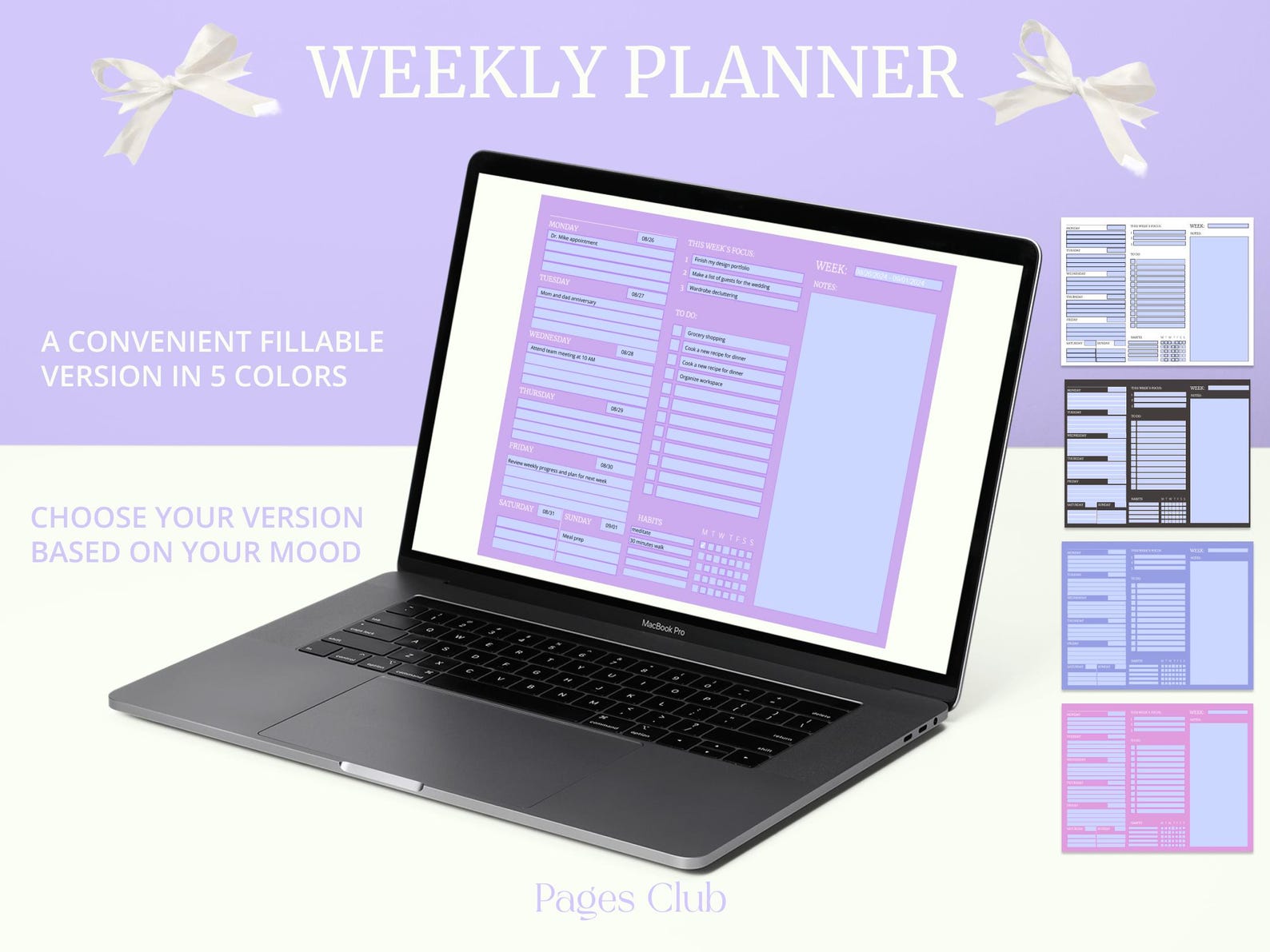 Aesthetic Weekly Planner Printable, Minimalist Weekly Schedule, Week at ...